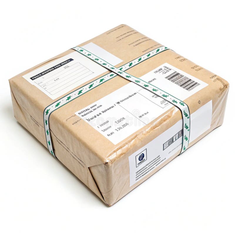 Packaged Parcel. White Paper and Gray Ribbon with a Bow Stock ...