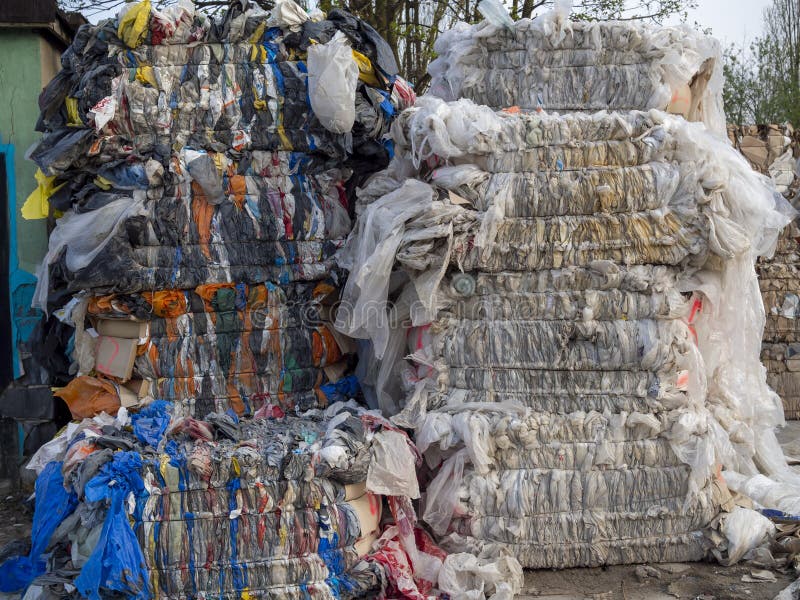 Packaged Plastic Waste Waiting for Recycling Process Stock Photo ...