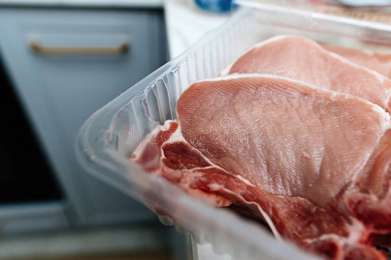 Packaged Pork Meat on Kitchen Counter Stock Photo - Image of quality ...