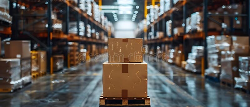 Packaged Precision: Sealed Boxes Ready for Shipment in Warehouse ...