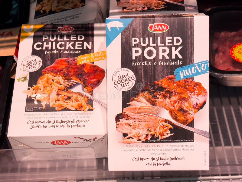 Packaged Pulled Meat Selection in Grocery Display Editorial Image ...