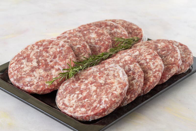 Packaged Raw Beef Burger Meat. Close Up Stock Image - Image of mince ...