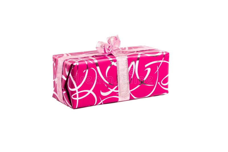 Packaged Rectangular Gift in Dark Pink Packaging with Gold Bow and Gold ...