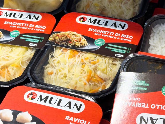 Packaged Rice Spaghetti with Vegetables and Meat Editorial Photography ...