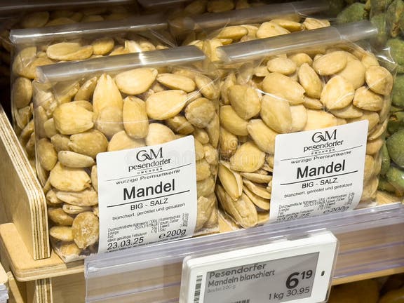 Packaged Salted Almonds on Store Shelf in Austria Editorial Image ...