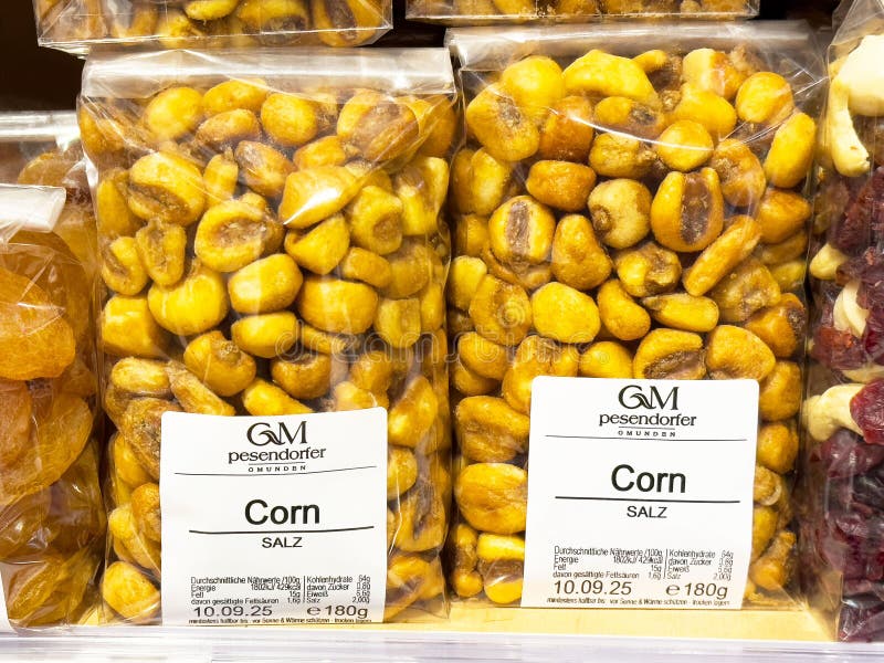 Packaged Salted Corn Snacks on Display Shelf in Grocery Store Editorial ...