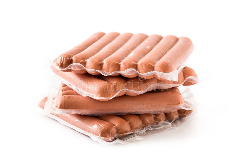 Packaged Sausages Isolated on White Background Stock Image - Image of ...