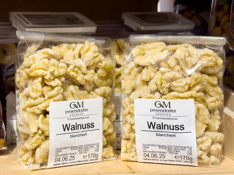 Packaged Shelled Walnuts Displayed on Store Shelf with Clear Labeling ...