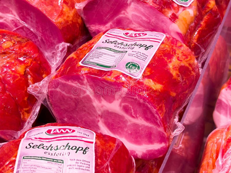 Packaged Smoked Ham Display at Supermarket Deli Section Editorial Stock ...