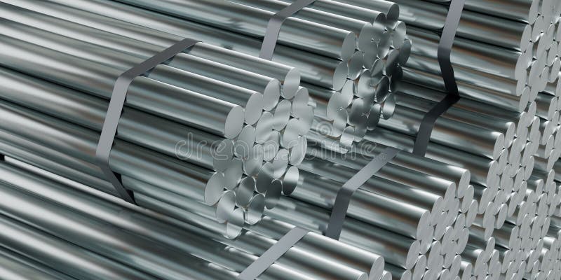 Packaged Steel Rods or Bars Stack, Construction or Manufacturing ...