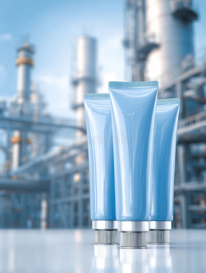 Modern Sealed Tubes of Construction Adhesive Placed on a Glossy Surface ...