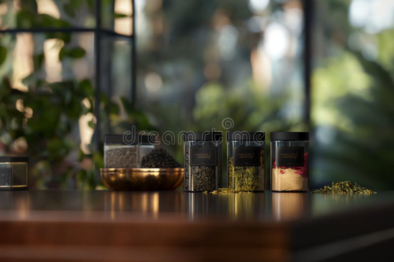 Packages with Aromatic Leaf Tea on the Table, AI Generated Stock ...