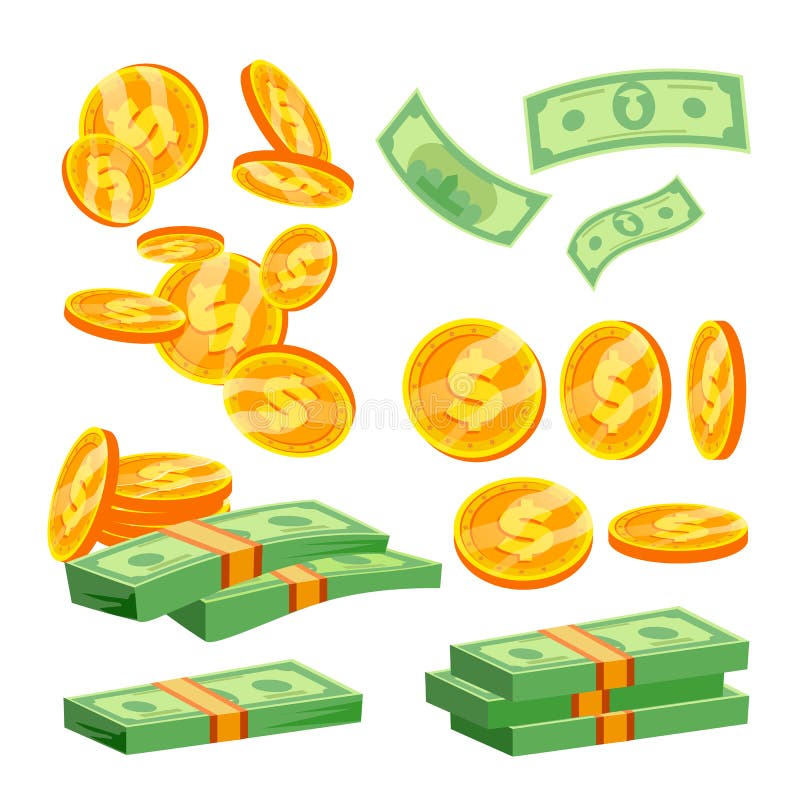 Packages of Banknotes Vector. Pile of Cash. Dollar Stack. Hundreds of ...