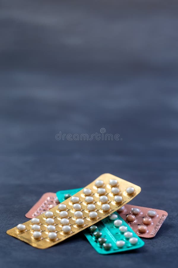 Packages of Birth Control Pills Isolated on Grey Slate Stock Photo ...