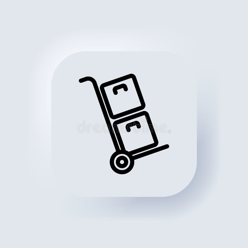 Packages Delivery on a Trolley Icon in Black. Hand Truck. Neumorphic UI ...
