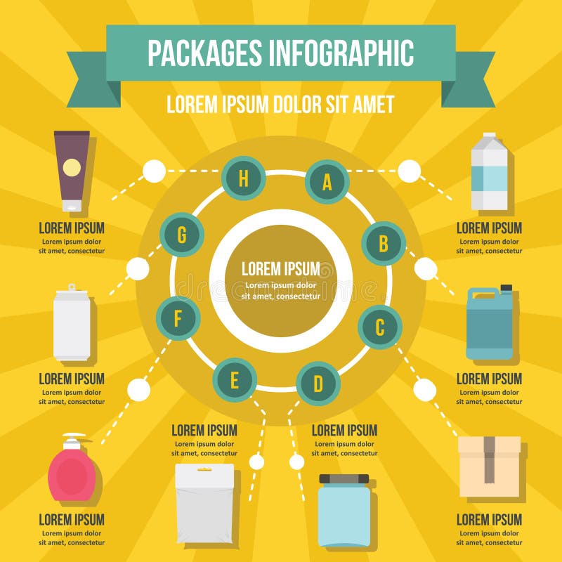 Packages Infographic Concept, Flat Style Stock Vector - Illustration of ...