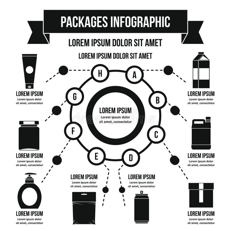 Packages Infographic Concept, Simple Style Stock Vector - Illustration ...