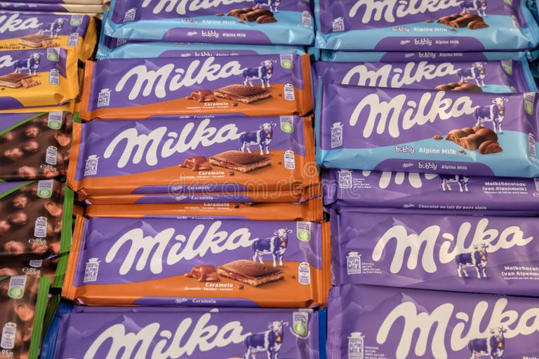 Packages of Milka Chocolate at Amsterdam the Netherlands 8-8-2025 ...