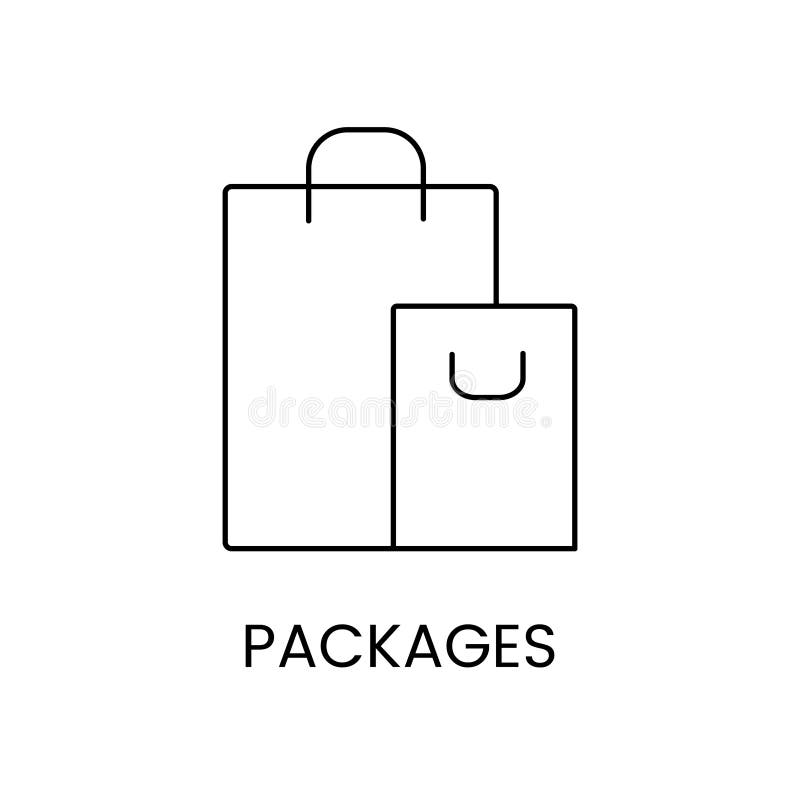 Packages for Purchases or Products, Vector Line Icon. Stock Vector ...