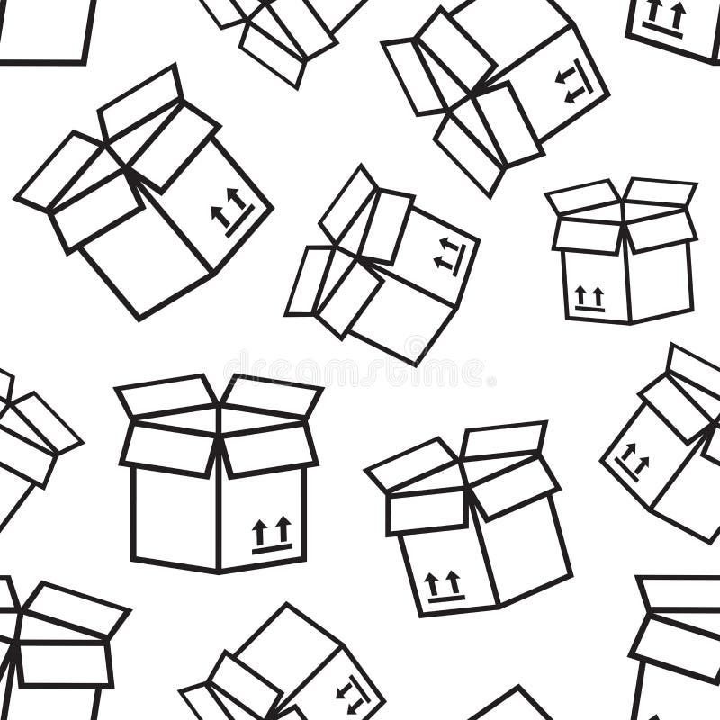 Packaging Box with Arrow Symbol Seamless Pattern Background. Bus Stock ...