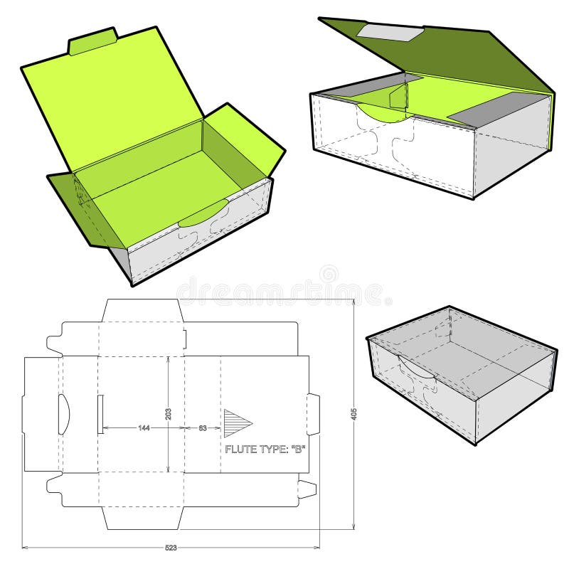 Packaging Box and Die-cut Pattern. Stock Vector - Illustration of ...