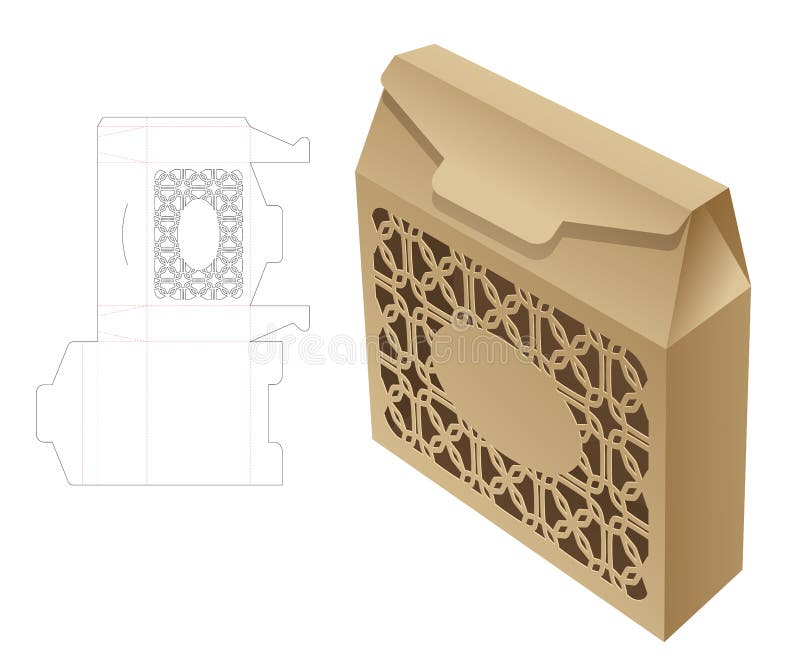 Packaging Box Die Cut Template and 3D Mockup Stock Illustration ...
