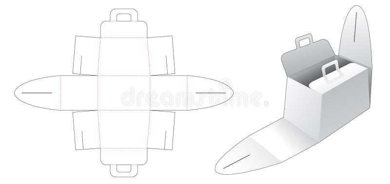 Packaging Box with Handle Die Cut Template Stock Vector - Illustration ...