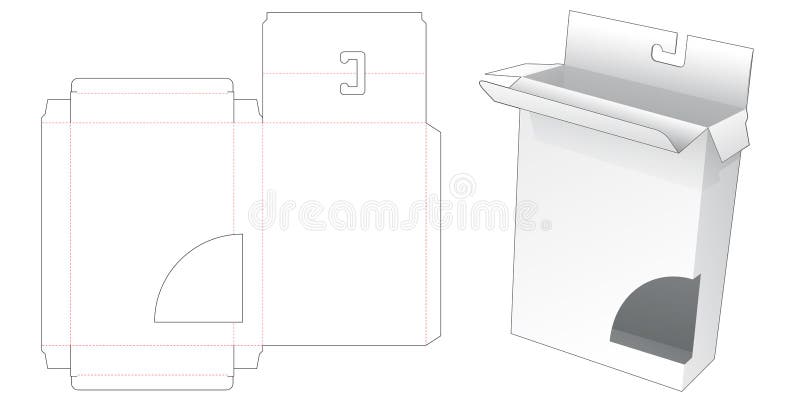 Packaging Box with Hang Hole and Curve Window Die Cut Template Stock ...