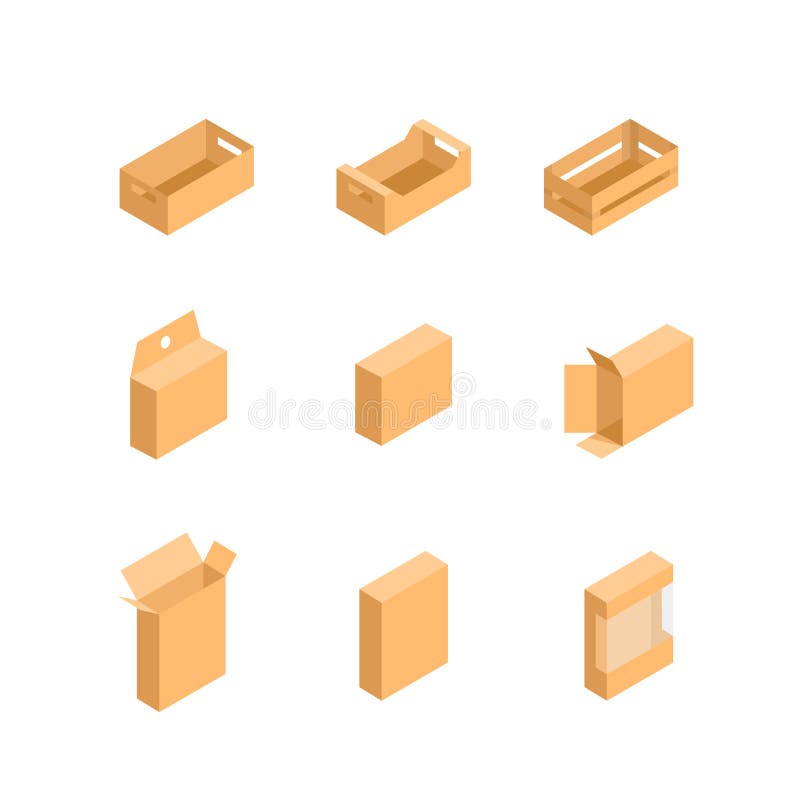 Packaging Box. Isometric Set Images Stock Vector - Illustration of ...