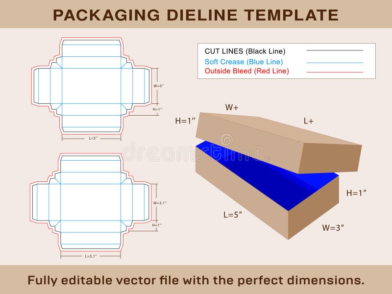 Packaging Box, Rectangle Box, Shoe Box, Dieline Template and 3d Box ...