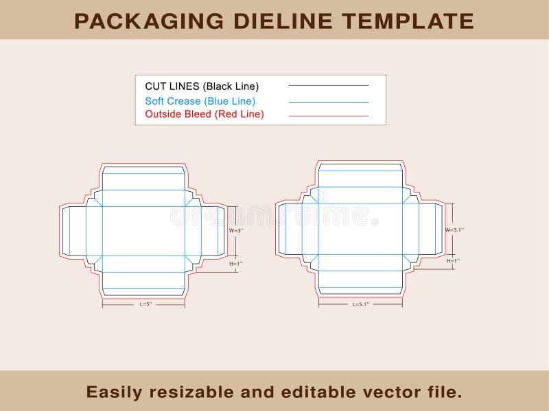 Packaging Box, Rectangle Box, Shoe Box, Die Line Template Stock Vector ...