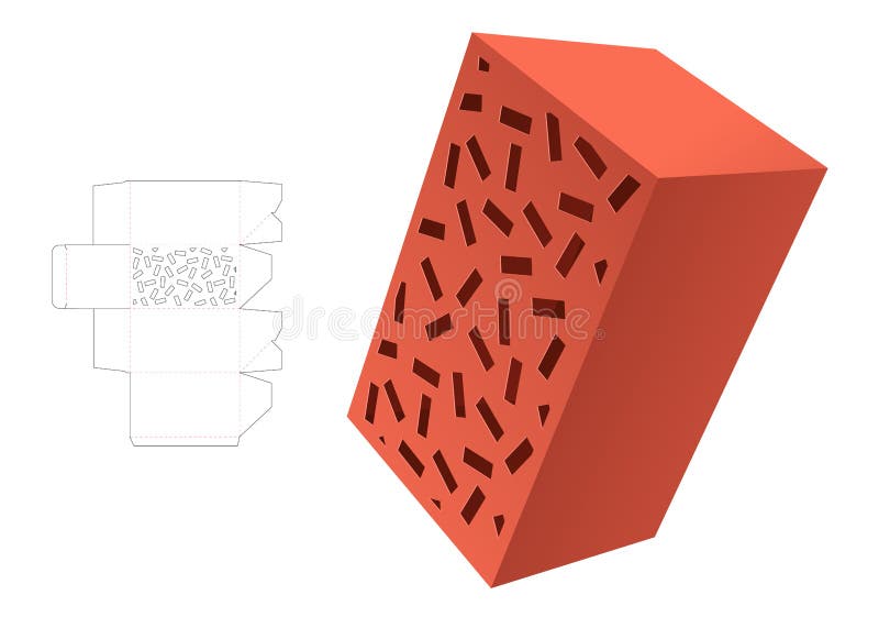 Packaging Box with Stenciled Striped Pattern Die Cut Template and 3D ...