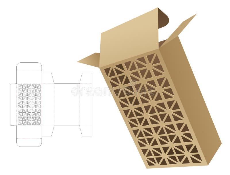 Packaging Box with Stenciled Window Die Cut Template and 3D Mockup ...