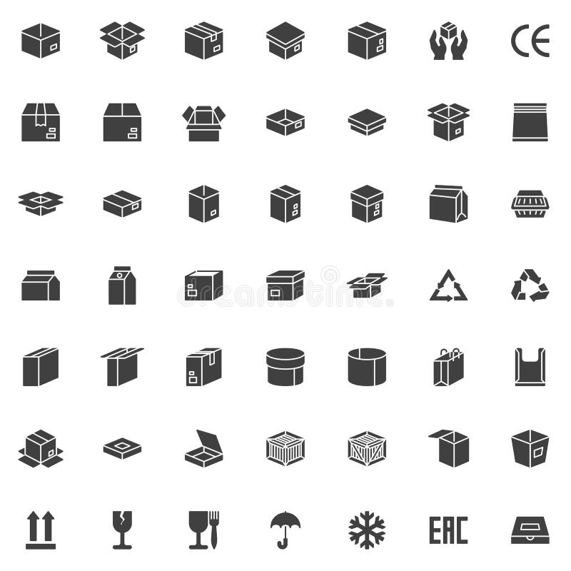 Packaging Box Vector Icons Set Stock Vector - Illustration of packaging ...