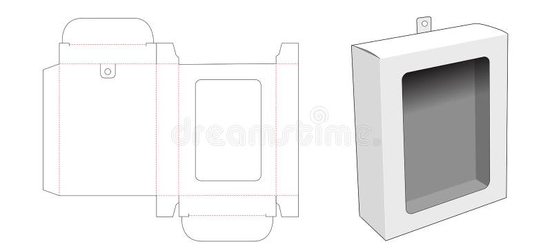 Packaging Box with Window and Hang Hole Die Cut Template Stock Vector ...