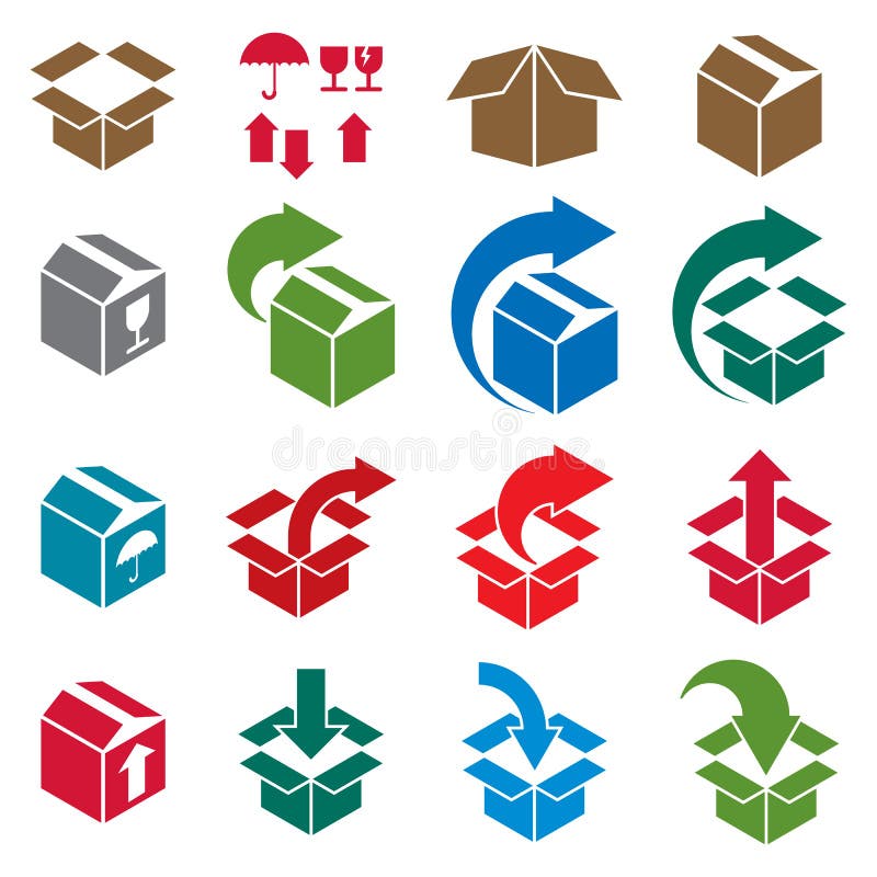 Packaging Boxes Icons Vector Set, Delivery Theme Stock Vector ...