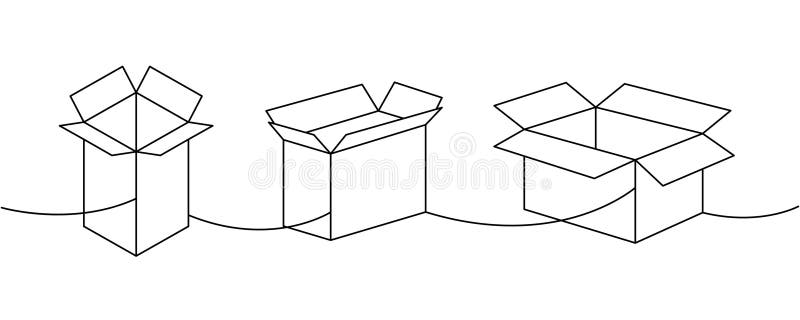 Packaging Boxes One Line Continuous Drawing. Carton Delivery Boxes ...