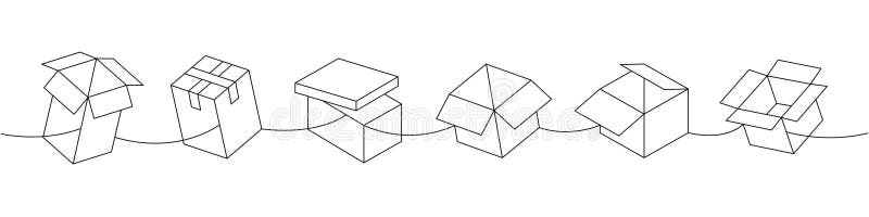 Continuous Line Drawing Boxes Stock Illustrations – 344 Continuous Line ...