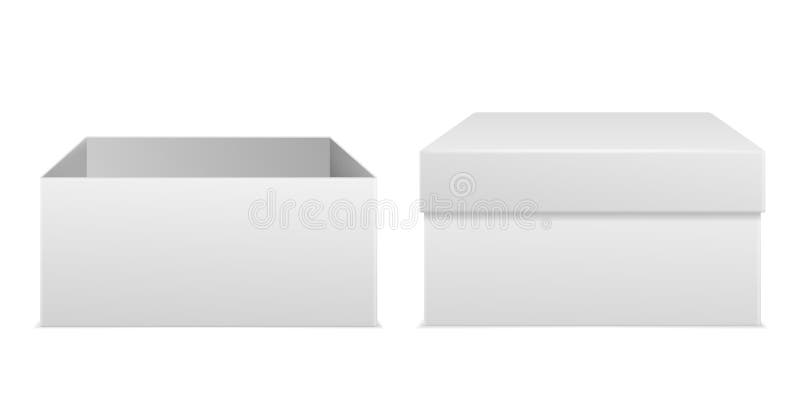 Packaging Boxes Realistic. White Empty Box Side View Mockup, Consumer ...