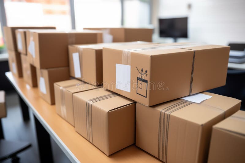 Packaging Boxes Stacked on Storage Warehouse Stock Illustration ...