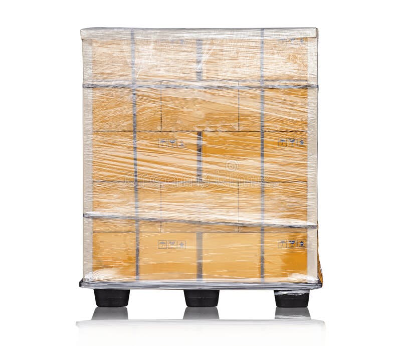 Packaging Boxes Stacked Wrapped Plastic with L-shape Pallet Corrugated ...
