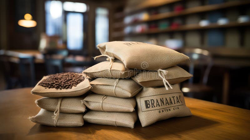 Packaging Burlap Coffee Bag Stock Illustration - Illustration of shop ...