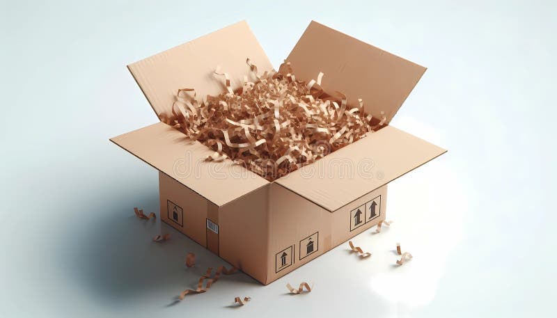 Packaging Cardboard with Shredded Paper Stock Illustration ...
