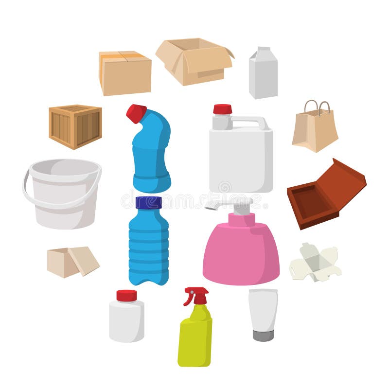 100 Packaging Icons Set, Cartoon Style Stock Vector - Illustration of ...