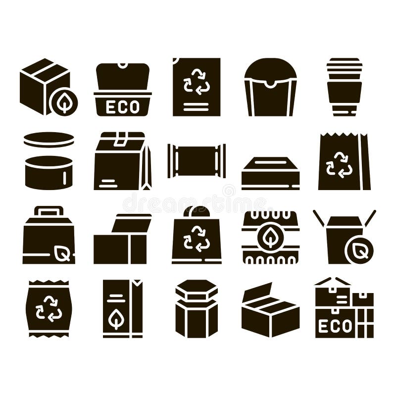 Packaging Collection Elements Vector Icons Set Stock Vector ...