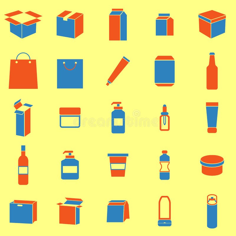Packaging Color Icons Yellow Background Stock Illustrations – 184 ...
