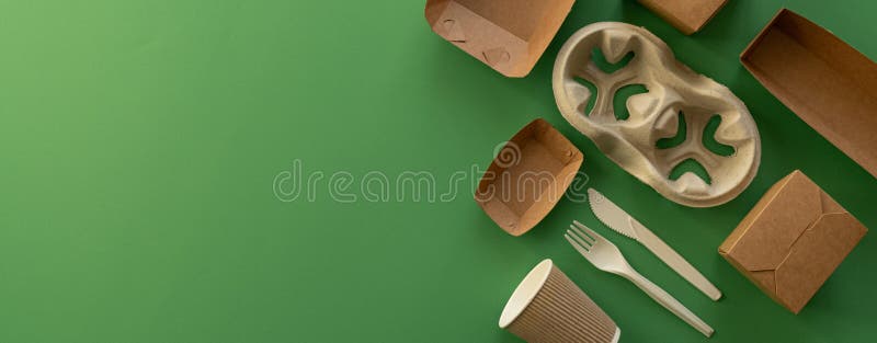 Packaging Concept - Selection of Paper Craft Packaging on Green ...