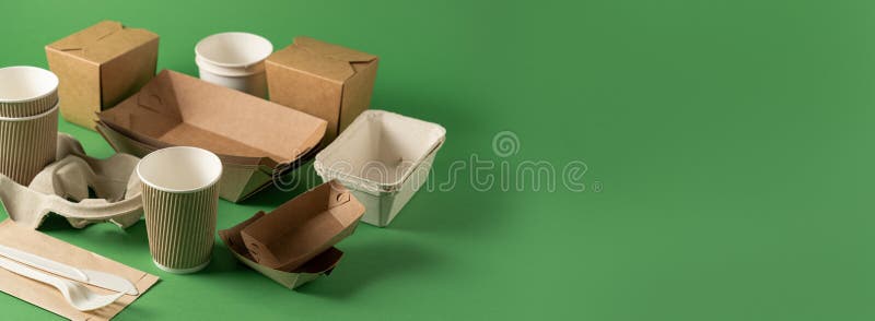 Packaging Concept - Selection of Paper Craft Packaging on Green Stock ...