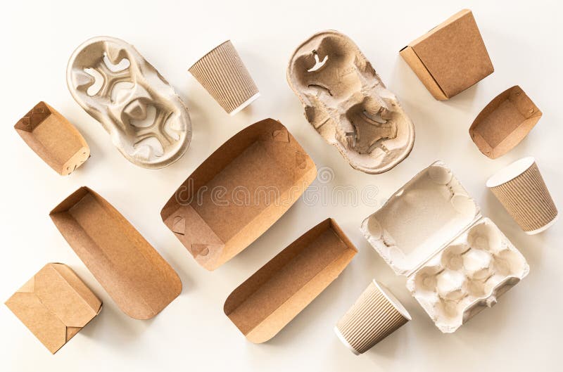 Packaging Concept - Selection of Paper Craft Packaging on White Stock ...