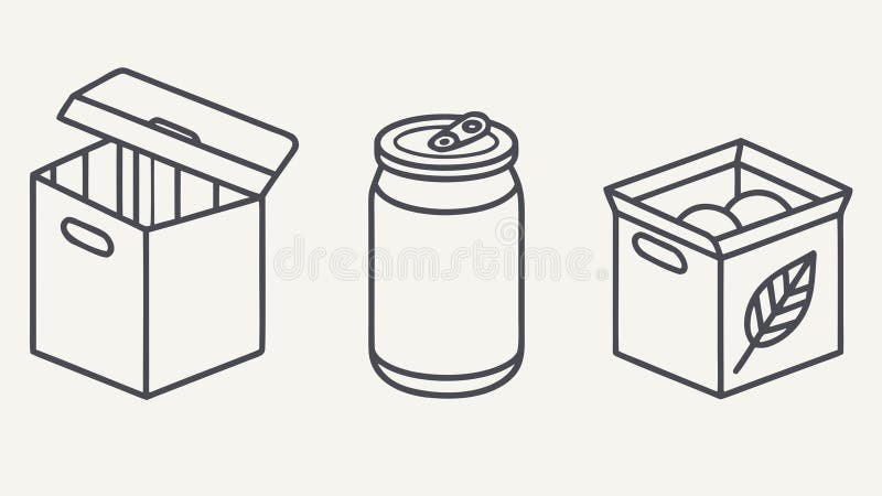 Packaging Containers, Diverse Boxes, Cans, and Cartons, Vector Design ...